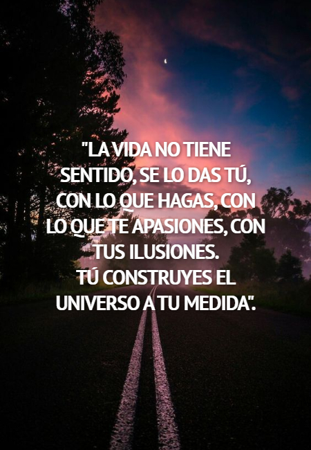 Frase #534869: "La vida no tiene sentido, se lo das tú, con lo que hagas, con lo que te ...